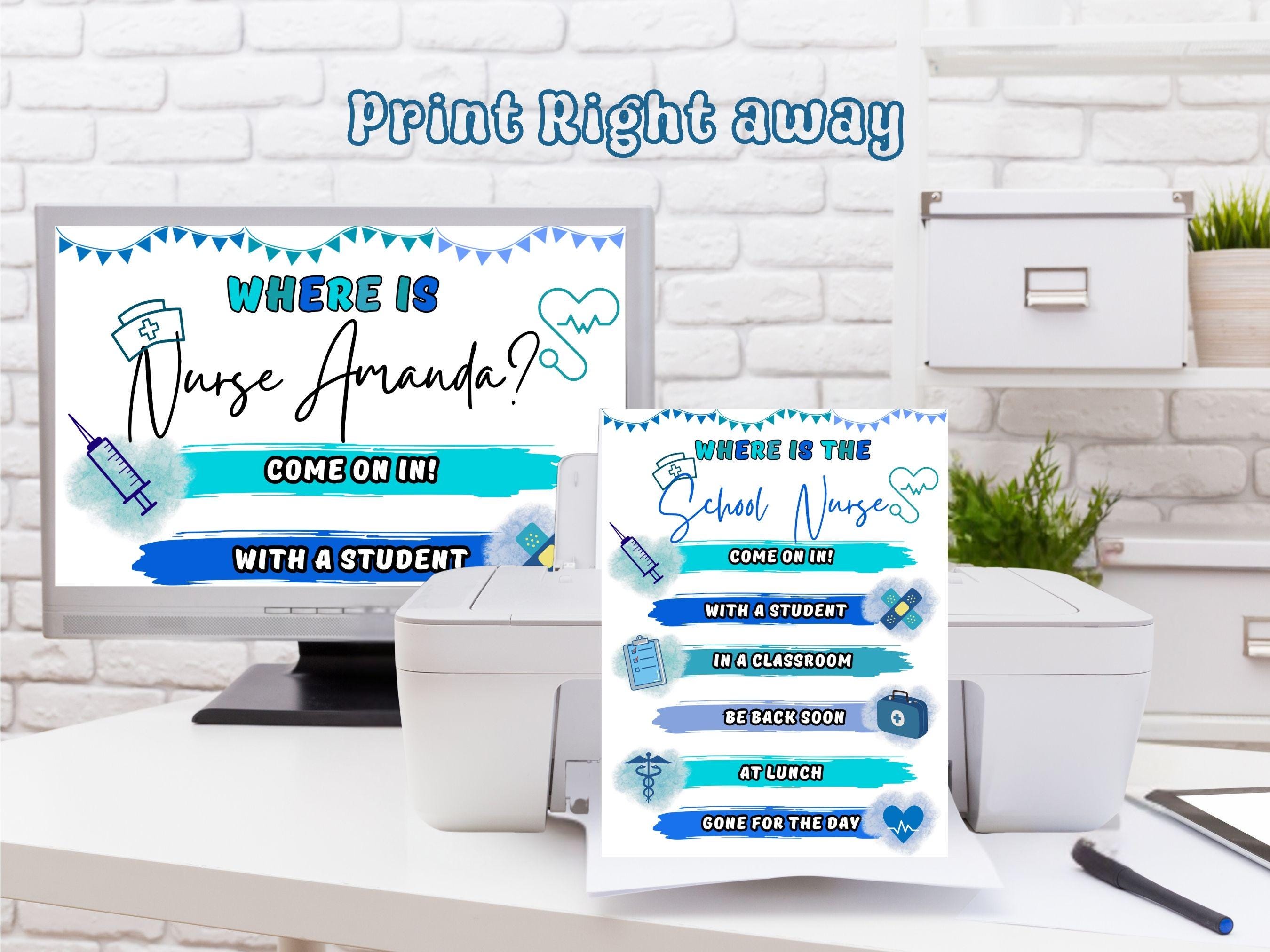 Where is the School Nurse Door Sign Printable Custom Nurses Clinic ...