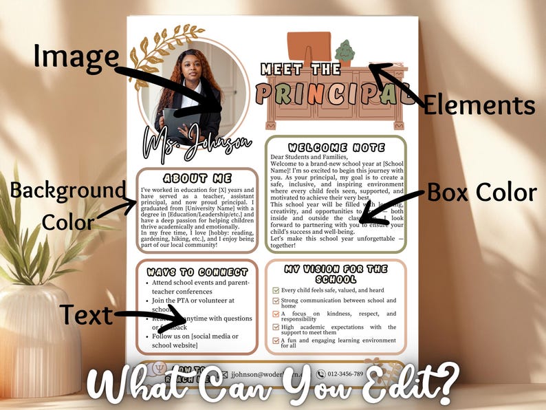 Boho Meet the Principal Welcome Back to School Note All About Me Flyers ...
