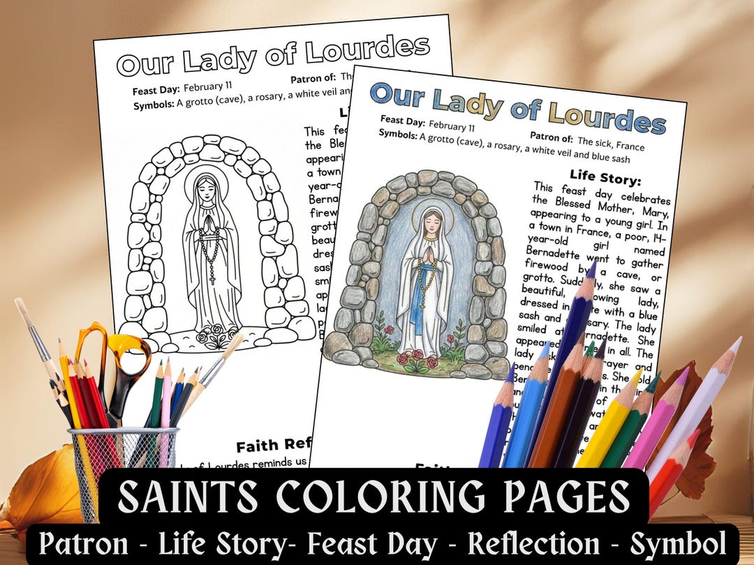 Our Lady of Lourdes Coloring Pages Kids Catholic Saint Coloring ...