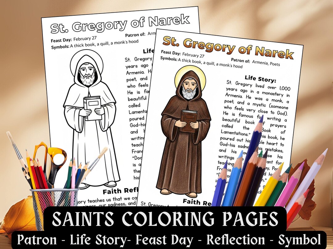 Saint Gregory of Narek Coloring Page Kids Catholic School Saint ...