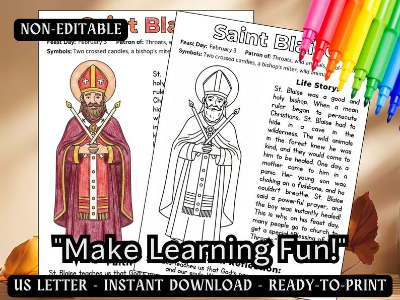 Saint Blaise Coloring Pages Kids Catholic Saint Coloring Faith ...