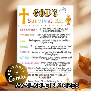 Gods Survival Kit Tags Editable Christian Gift Tags Prayer Survival Tag ...