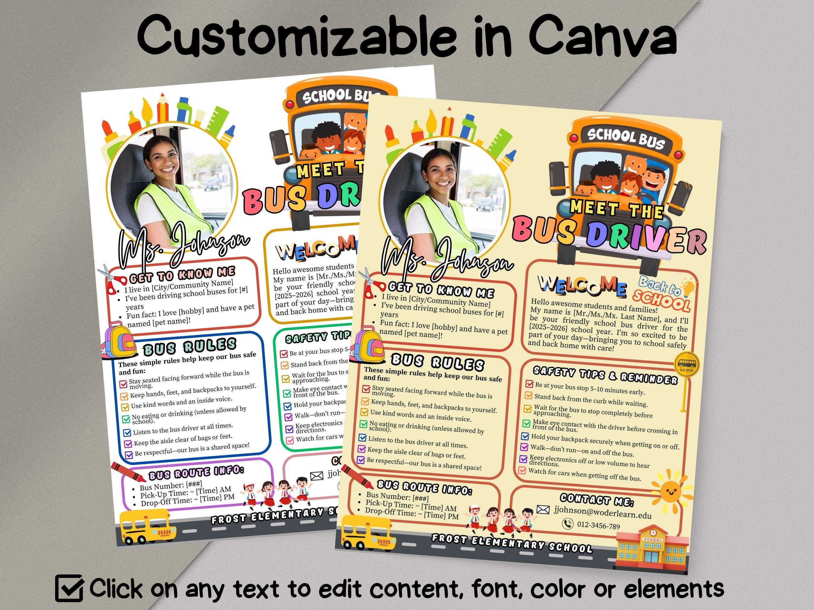 Meet the Bus Driver Flyer School Bus Rules Back to School Letter First ...