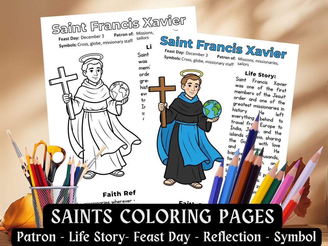 Saint Francis Xavier Coloring Page Catholic Saints Kids Advent Feast ...