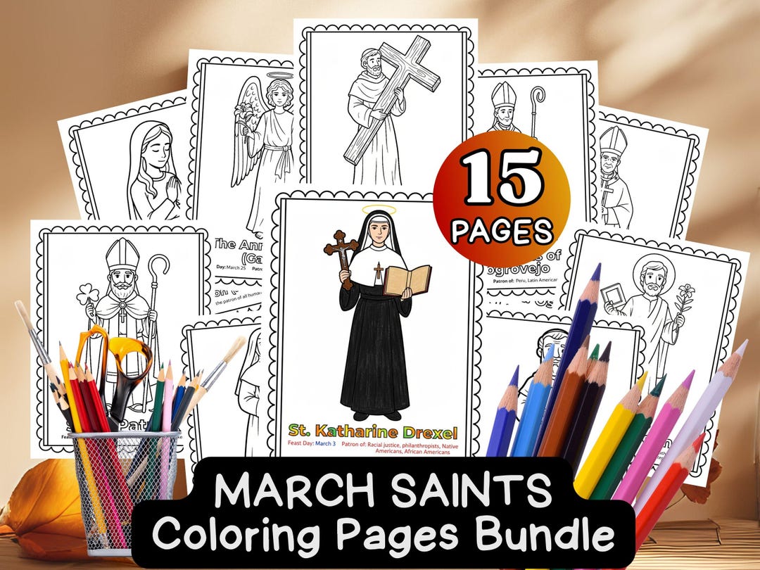 March Saints Kids Coloring Pages Bundle Monthly Saints Coloring Page ...