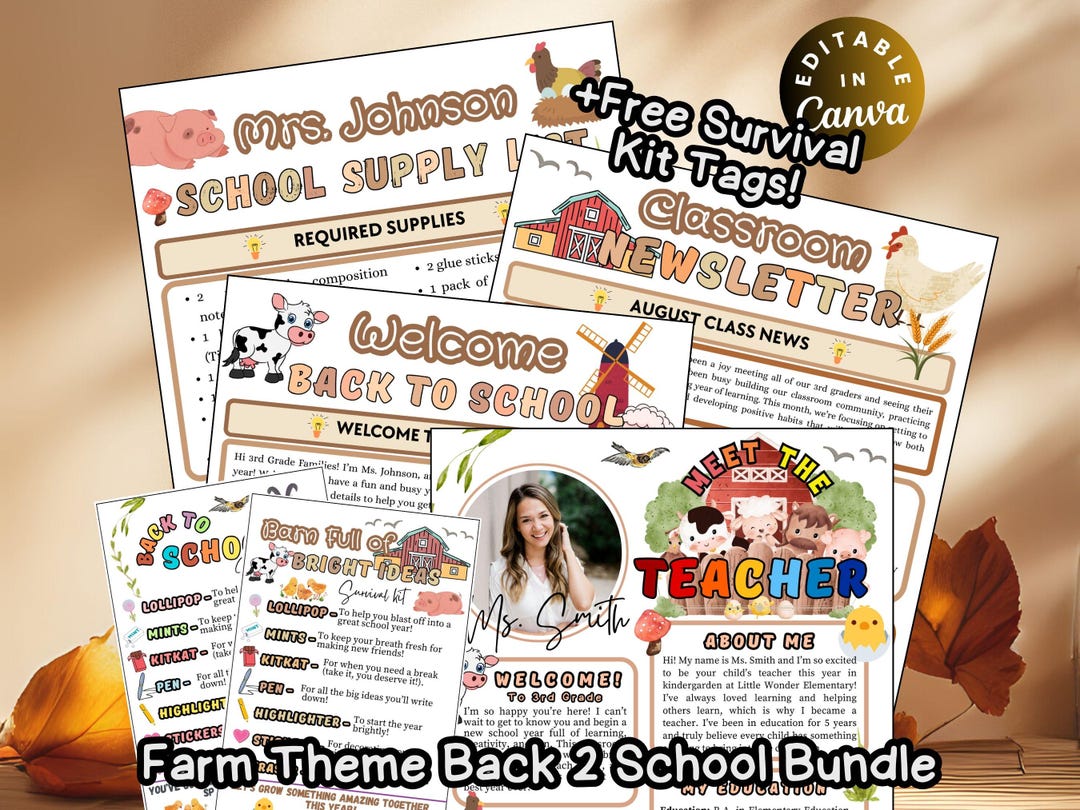 Farm Animals Classroom Bundle Farm Meet the Teacher Flyer Farm Cow ...