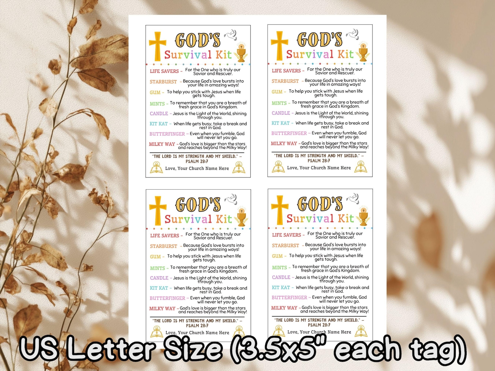 Gods Survival Kit Tags Editable Christian Gift Tags Prayer Survival Tag ...