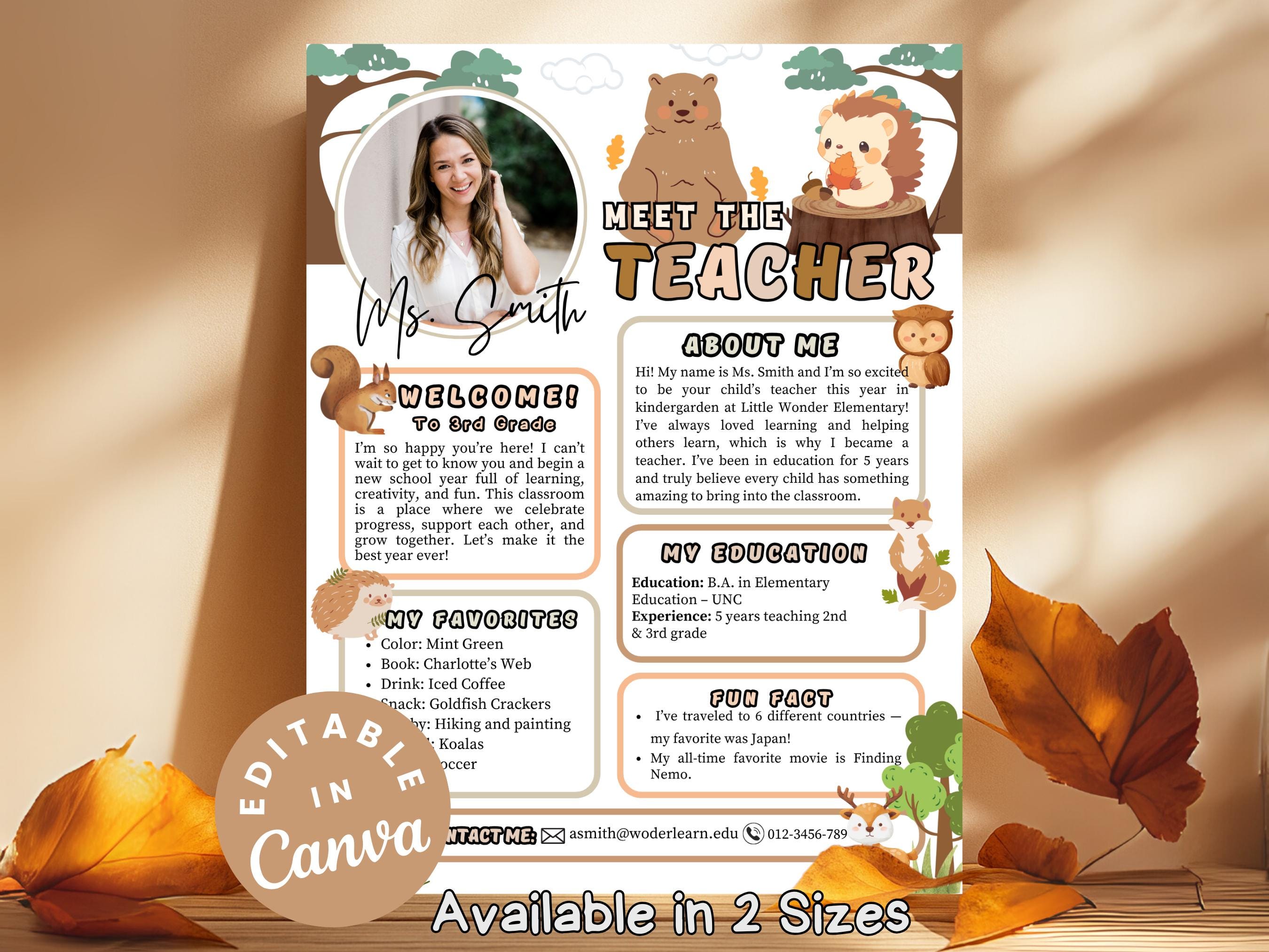 Woodland Meet the Teacher Flyer Back to School Wild Animal Theme ...