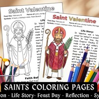 Catholic Saints Valentine's Day Coloring Pages Set 2: Printable Party ...