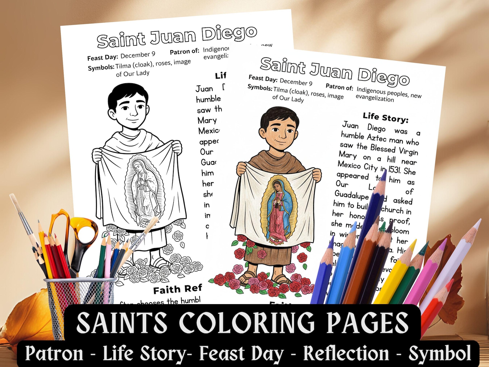 Saint Juan Diego Coloring Page Kids Catholic Saint Coloring Activity ...