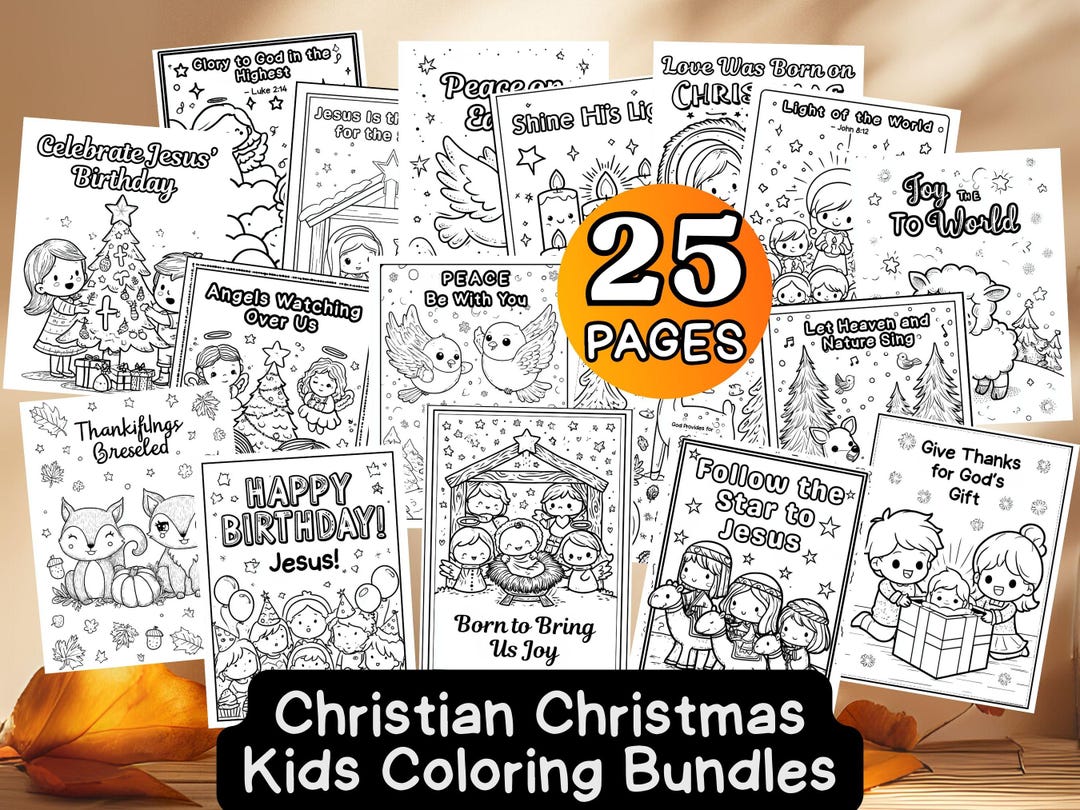 Christian Christmas Nativity Scene Coloring Pages Bundle Kids Bible ...