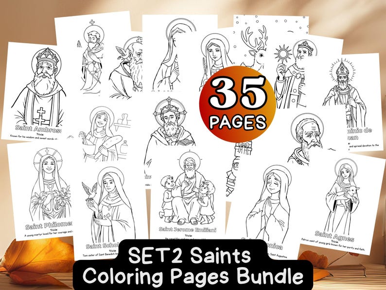 All Saints Day Coloring Pages Bundle Kids Catholic Saints Coloring ...