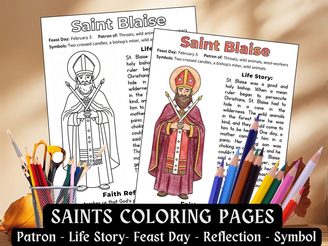 Saint Blaise Coloring Pages Kids Catholic Saint Coloring Faith ...