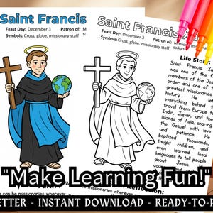 Saint Francis Xavier Coloring Page Catholic Saints Kids Advent Feast ...