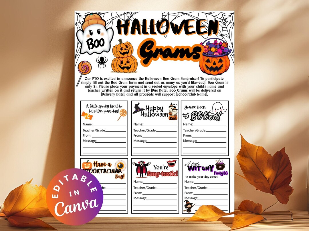 Halloween Candy Gram Fundraiser Flyer Editable Halloween Grams Template ...