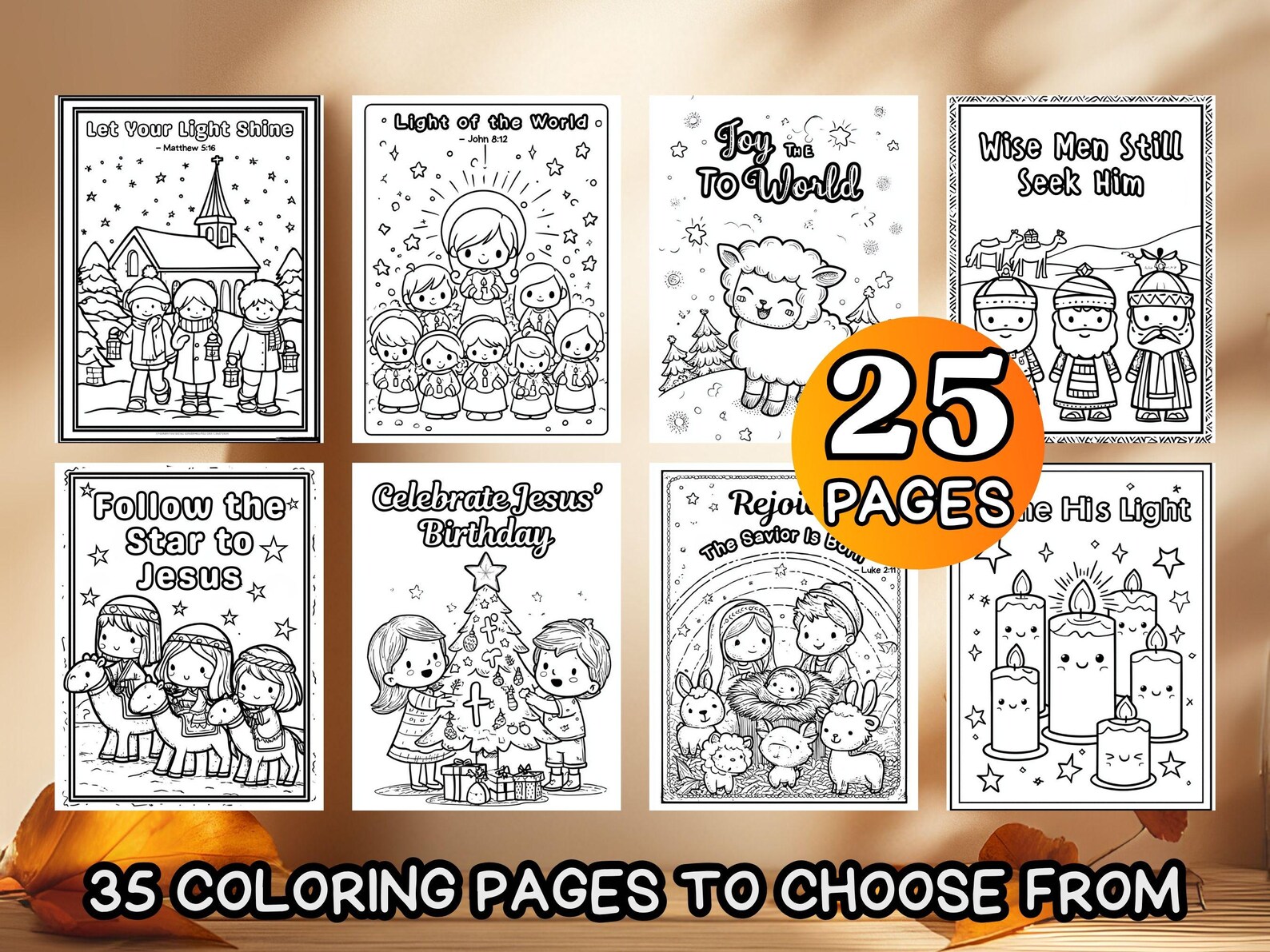 Christian Christmas Nativity Scene Coloring Pages Bundle Kids Bible ...