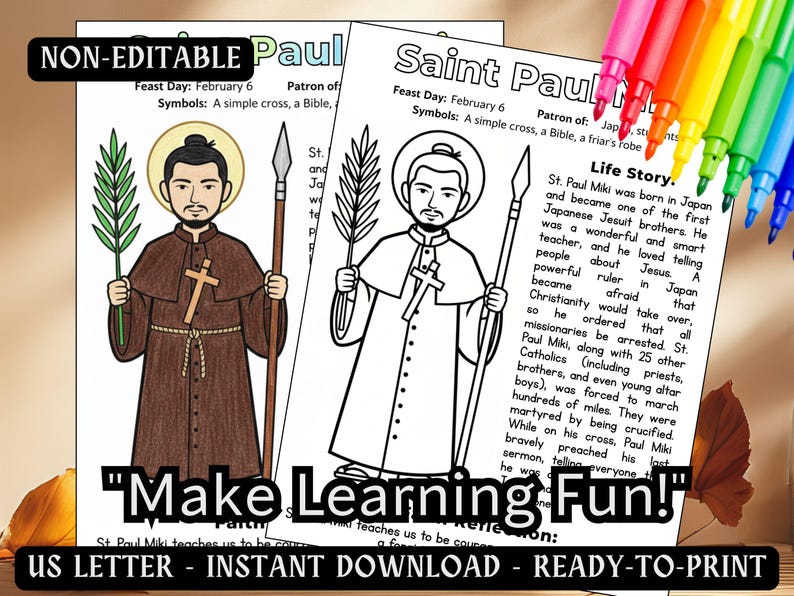 Saint Paul Miki Coloring Pages Kids Catholic Saint Coloring Preschool ...