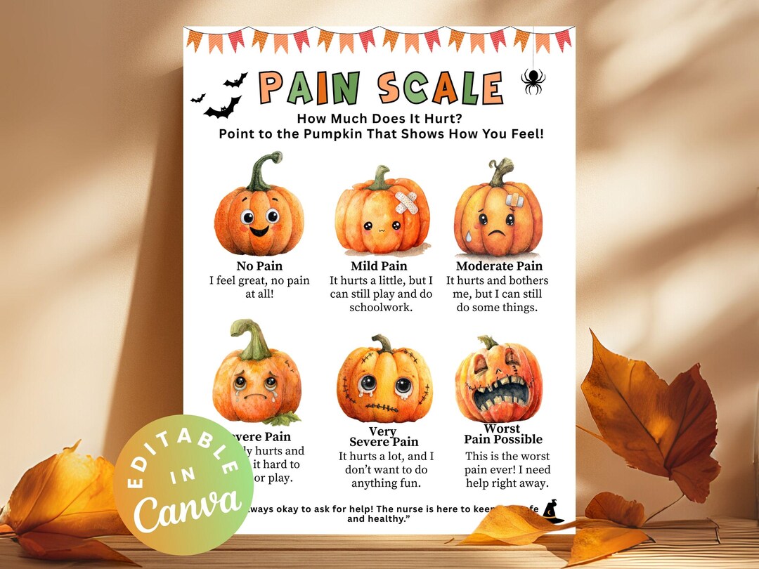 Pumpkin Pain Scale Posters Spooky Pumpkin Fall Halloween Nurse Room ...