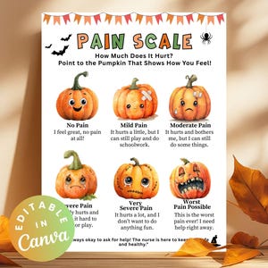Pumpkin Pain Scale Posters Spooky Pumpkin Fall Halloween Nurse Room ...