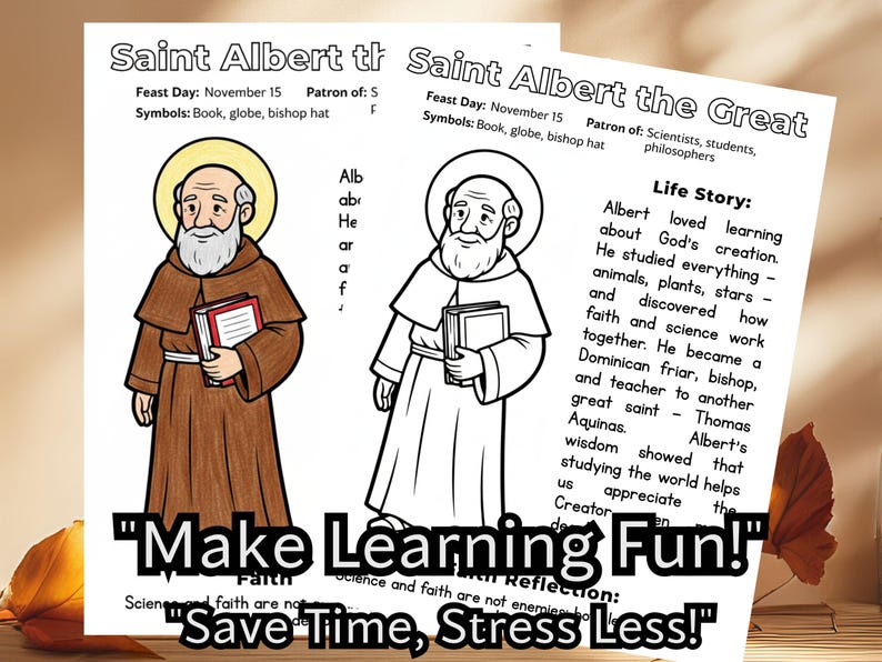Saint Albert the Great Coloring Page Kids Catholic Saint Coloring Sheet ...