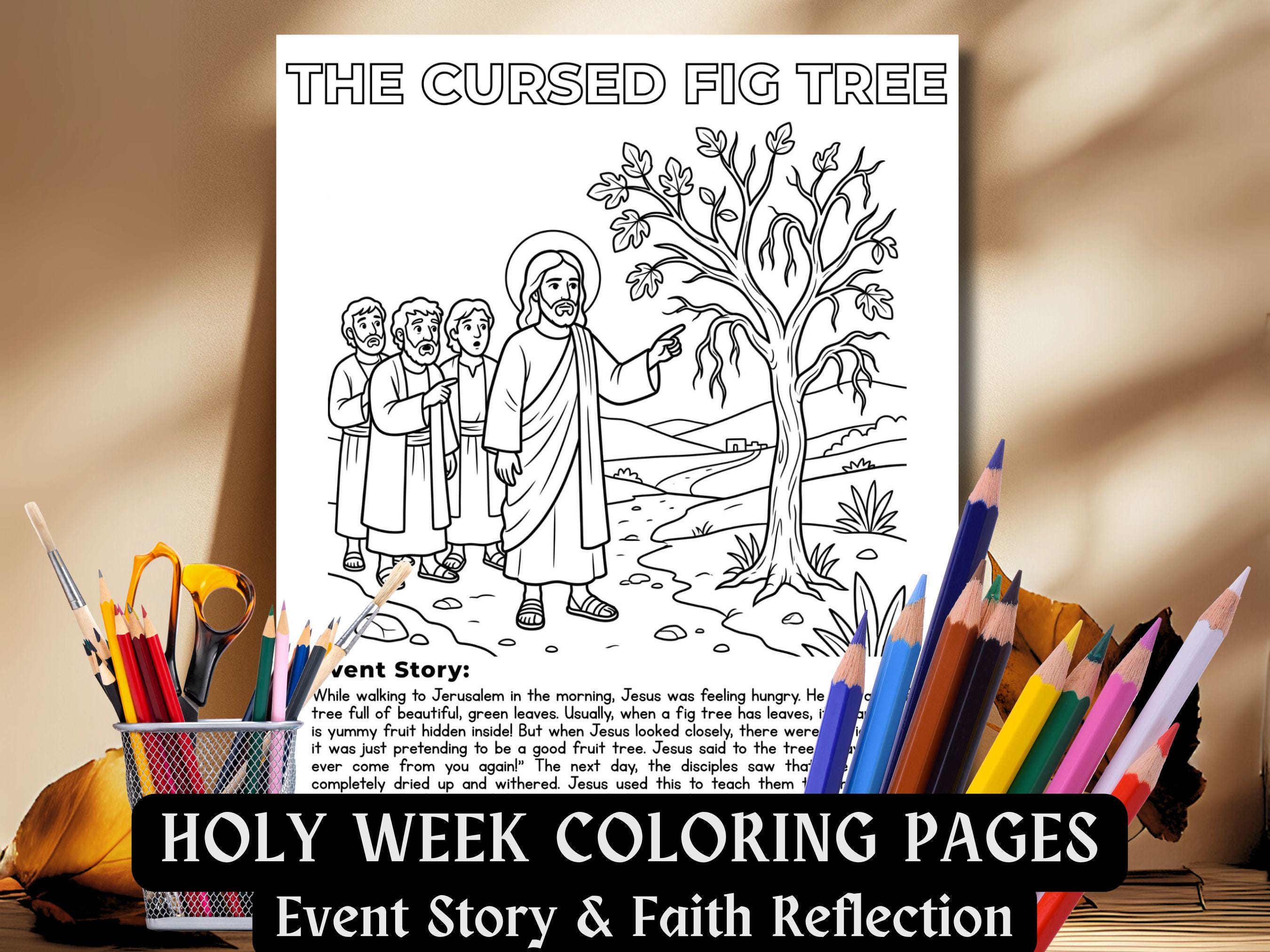 The Cursed Fig Tree Coloring Page, Kids Catholic Holy Tuesday Activity ...