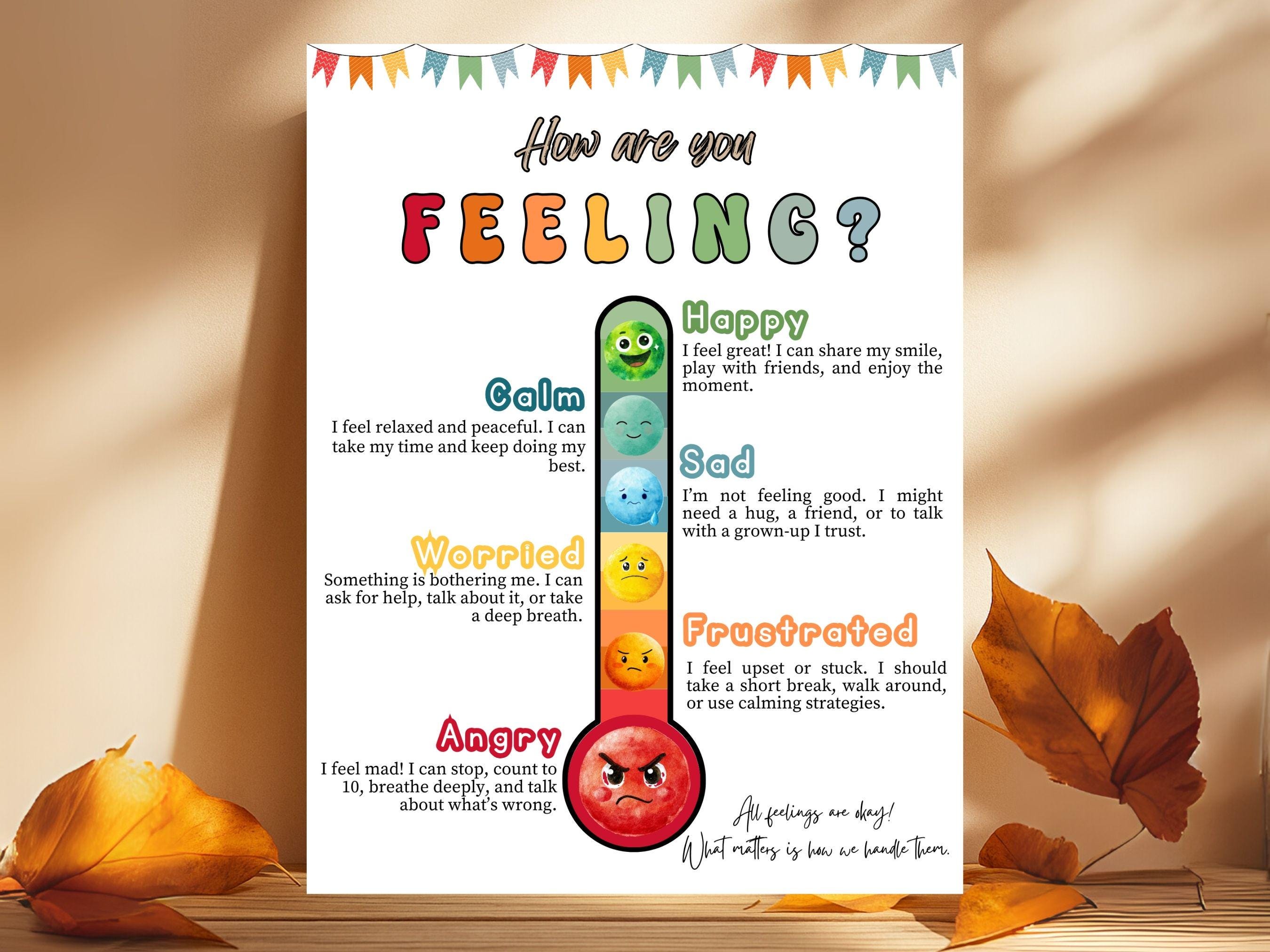 Feelings Thermometer Poster, Calm Down Corner Self Regulation Poster ...