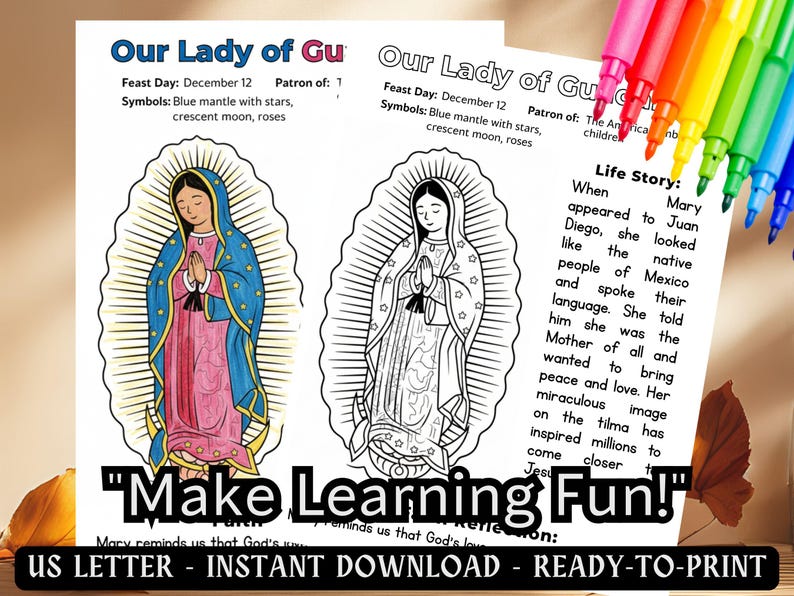 Our Lady of Guadalupe Coloring Page Catholic December Feast Saint ...