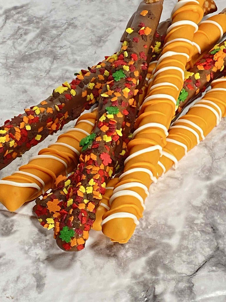 Fall Theme Chocolate Covered Pretzel Rods - Etsy