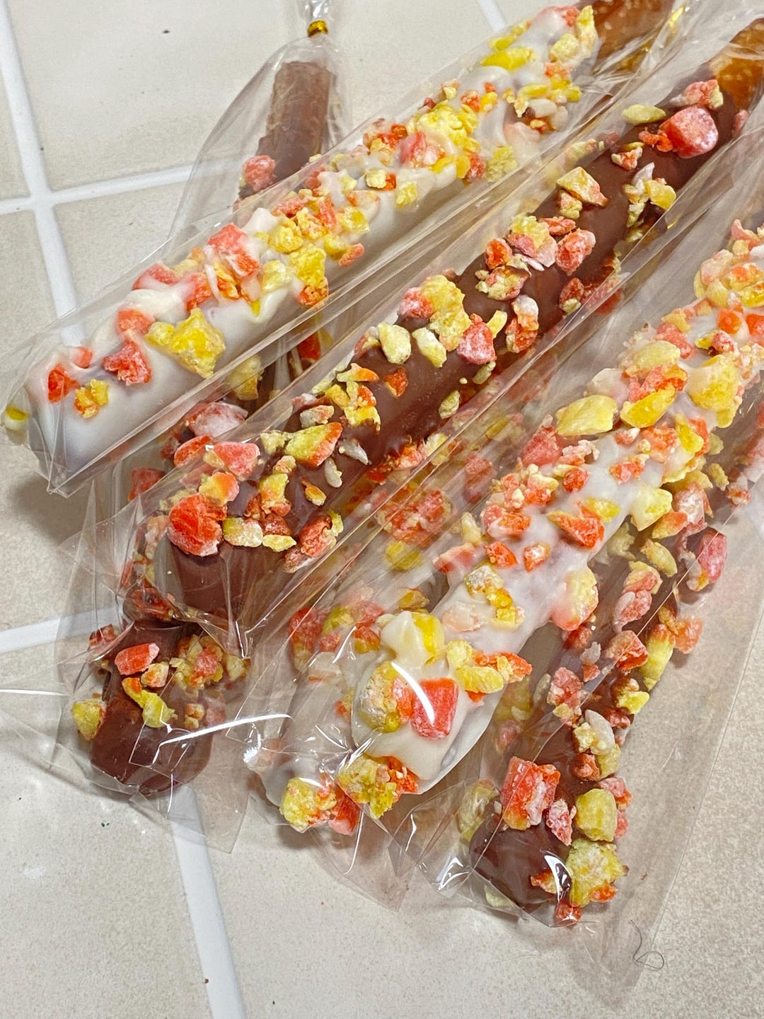Candy Corn Chocolate Covered Pretzel Rods - Etsy