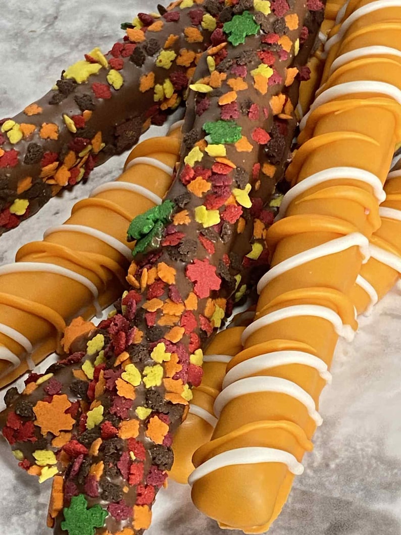 Fall Theme Chocolate Covered Pretzel Rods - Etsy