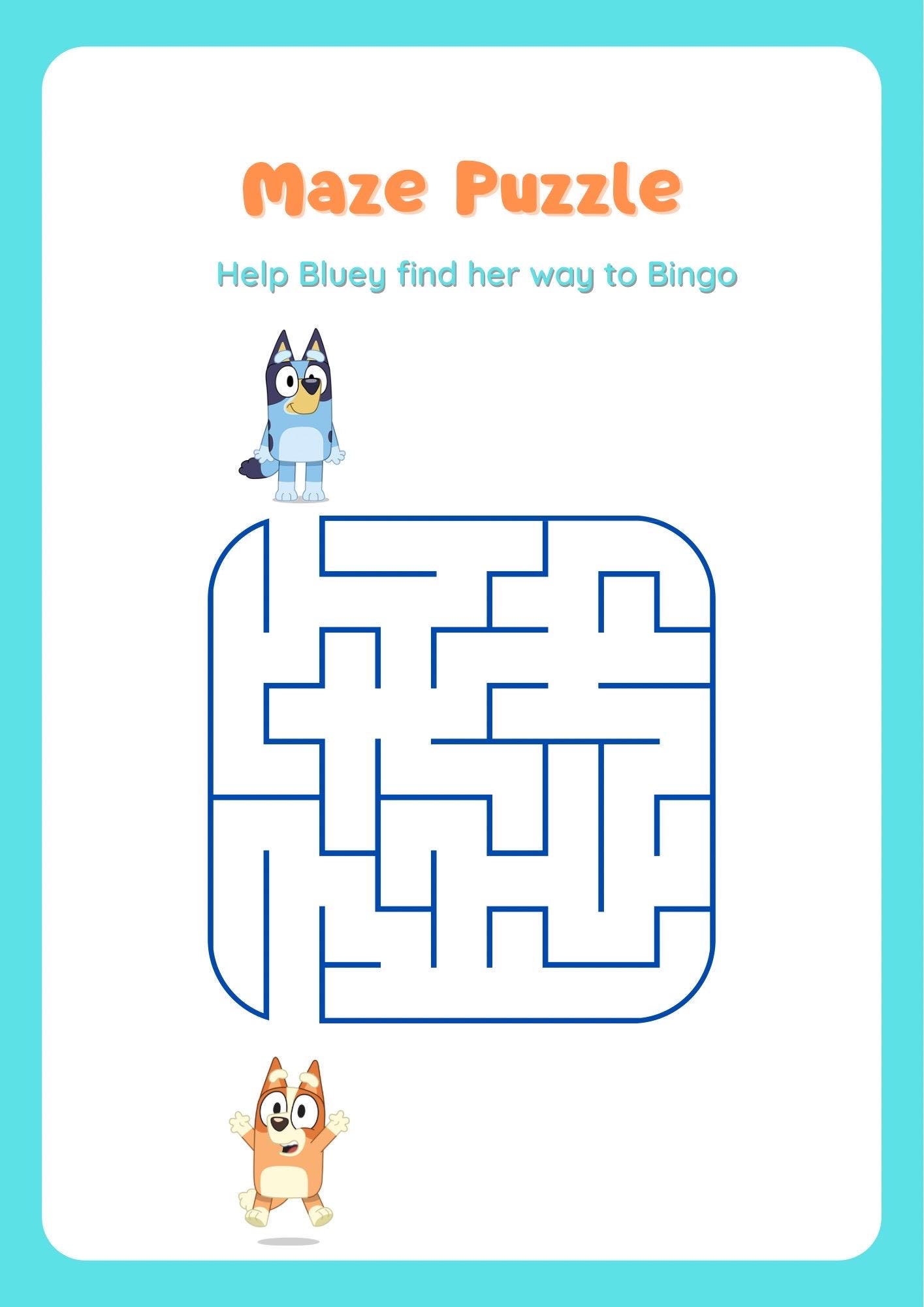 Bluey Inspired Maze Puzzle - Etsy