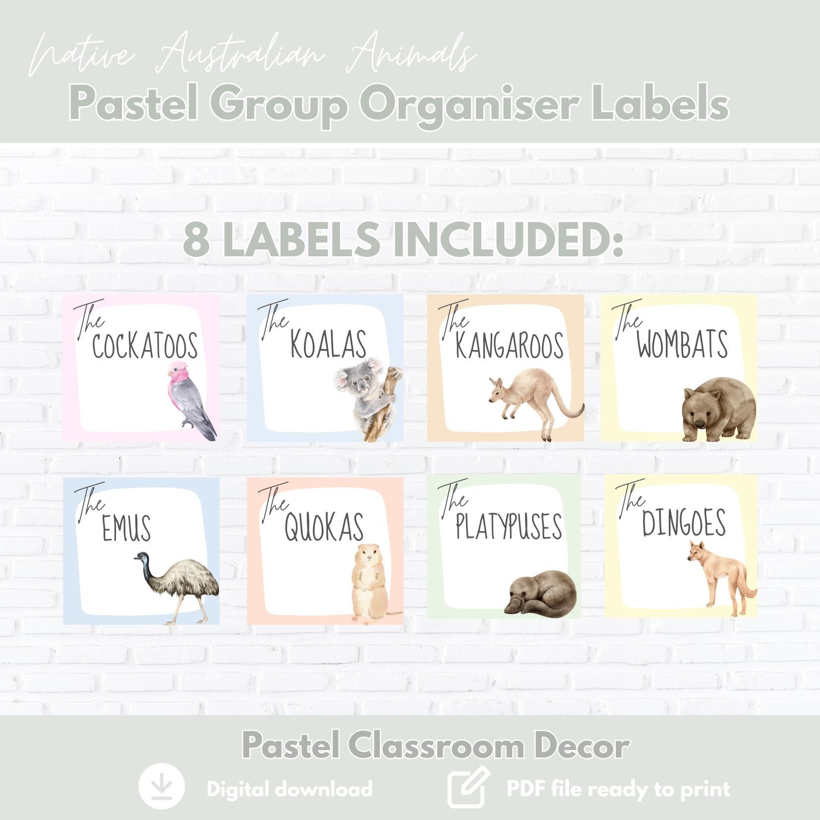 Pastel Australian Classroom Decor Bundle | Aussie Native Animals ...