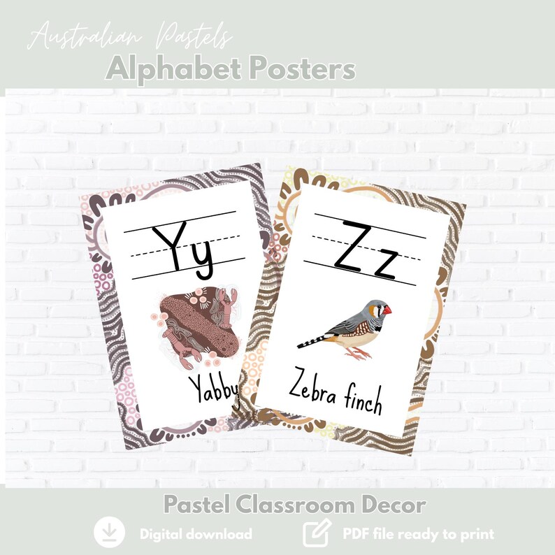 Australian Alphabet Posters A–Z | Pastel Classroom Decor | Native ...