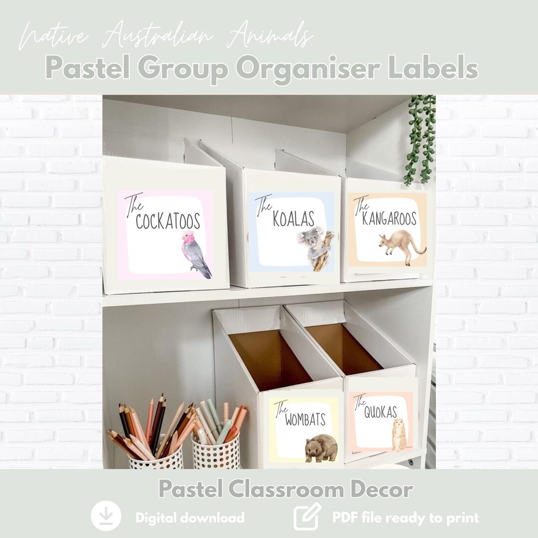 Australian Animal Classroom Labels | Editable Canva Template | Pastel ...