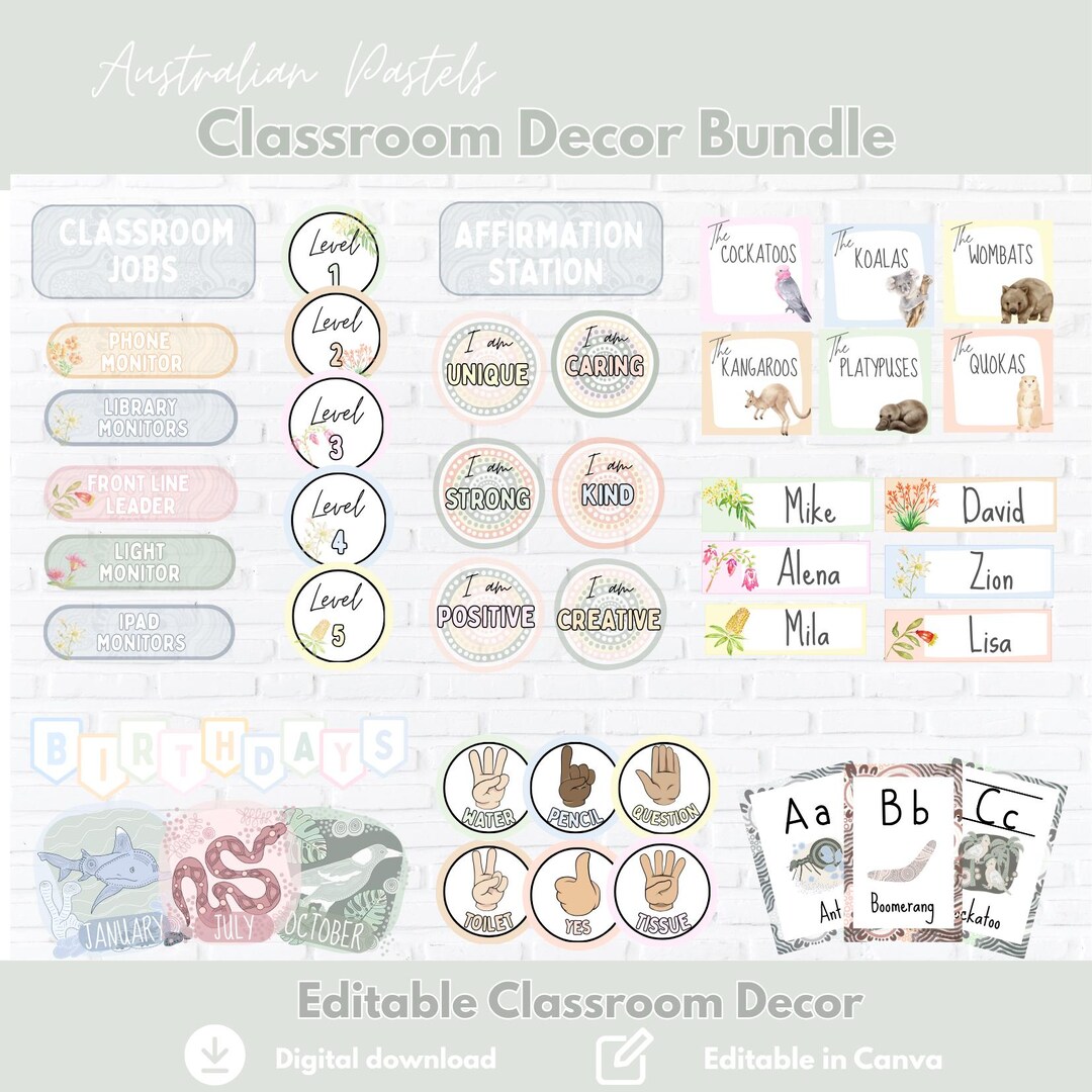 Pastel Australian Classroom Decor Bundle | Aussie Native Animals ...
