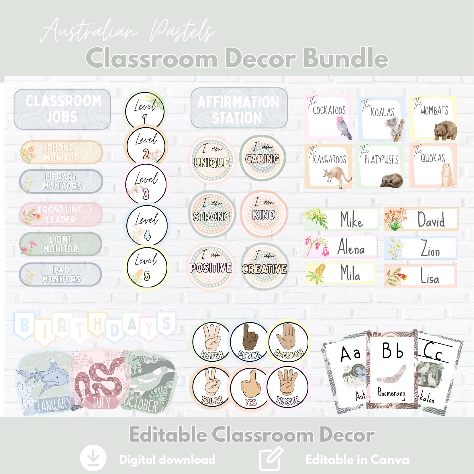Pastel Australian Classroom Decor Bundle | Aussie Native Animals ...