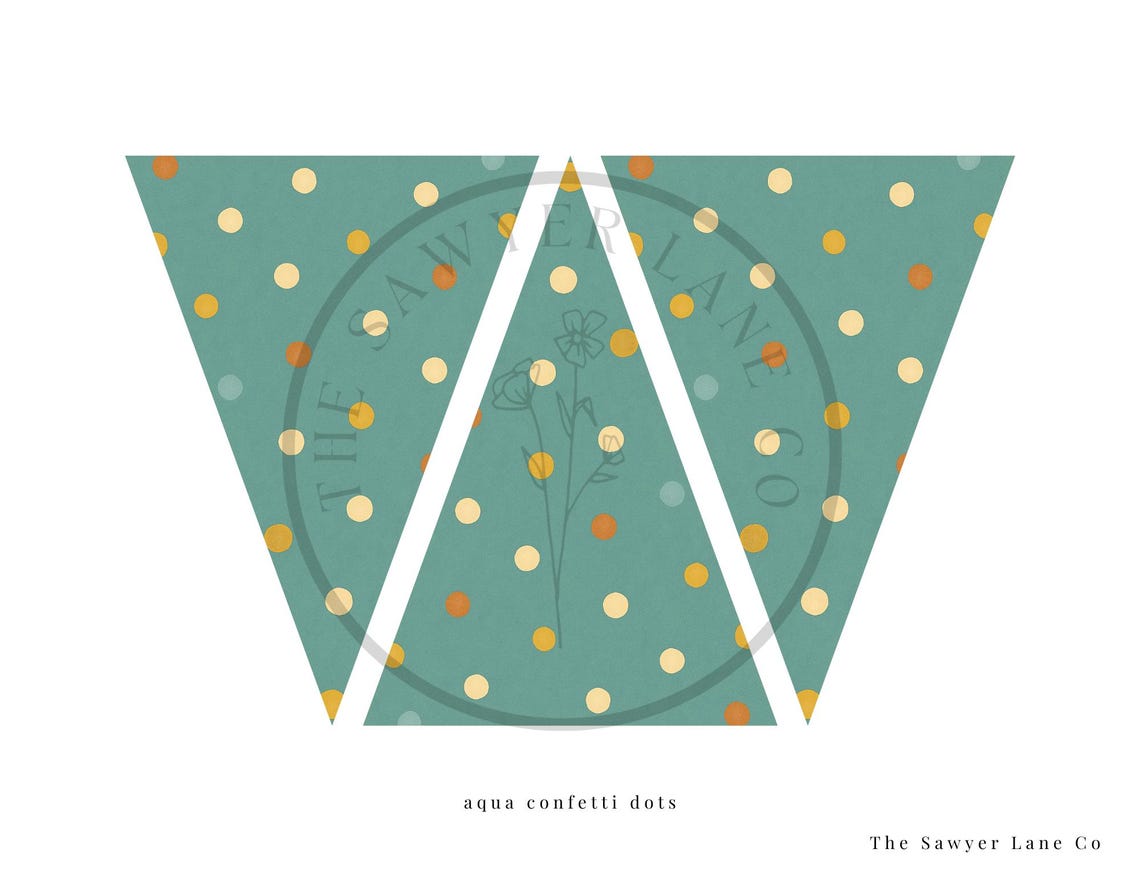 Retro Aqua Printable Party Bunting: Birthday Banner (digital Download ...