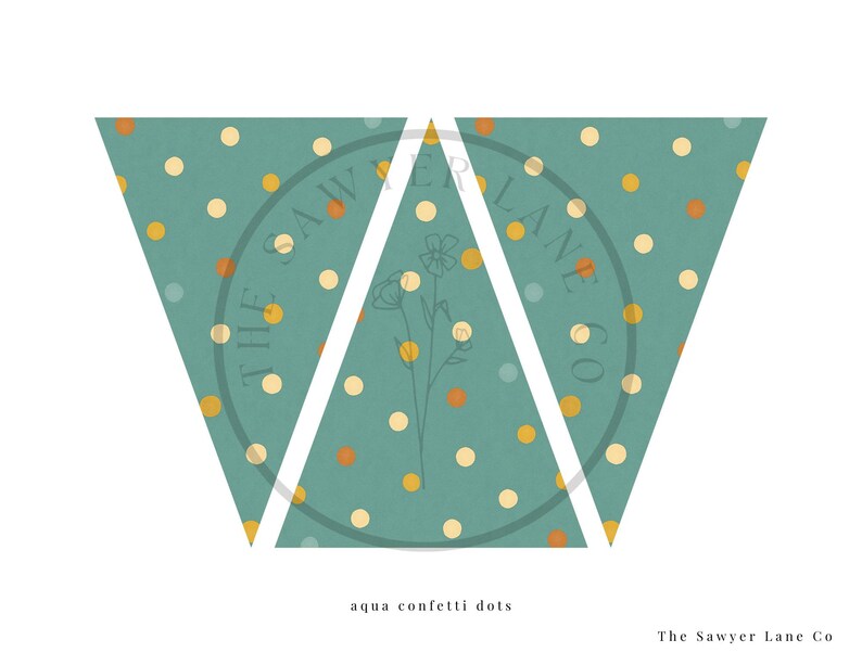 Retro Aqua Printable Party Bunting: Birthday Banner (digital Download ...