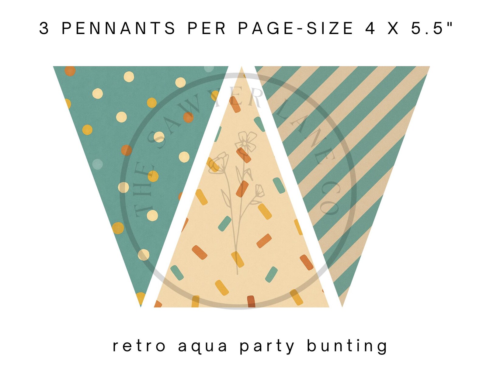 Retro Aqua Printable Party Bunting: Birthday Banner (digital Download ...