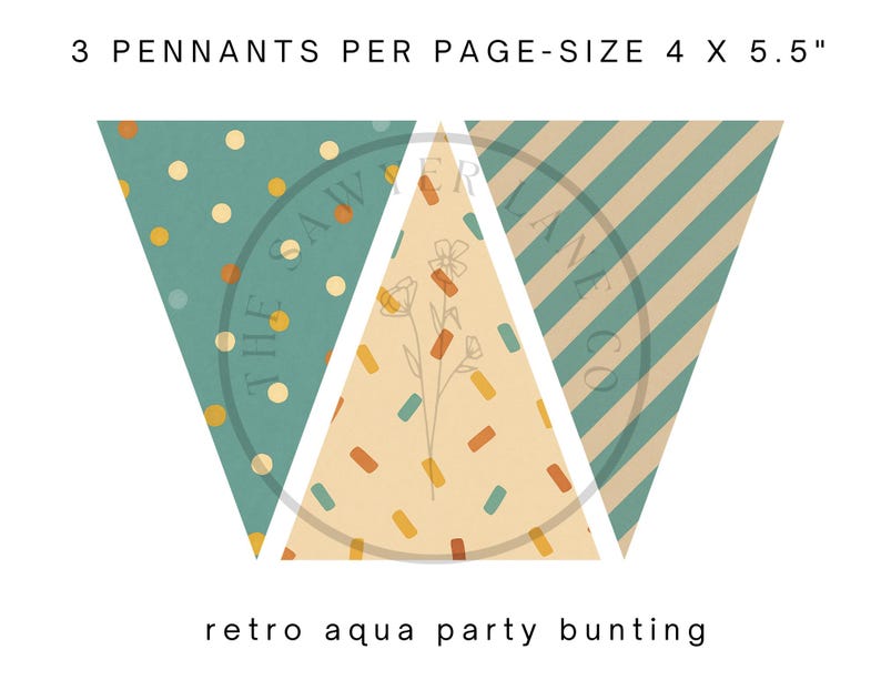 Retro Aqua Printable Party Bunting: Birthday Banner (digital Download ...