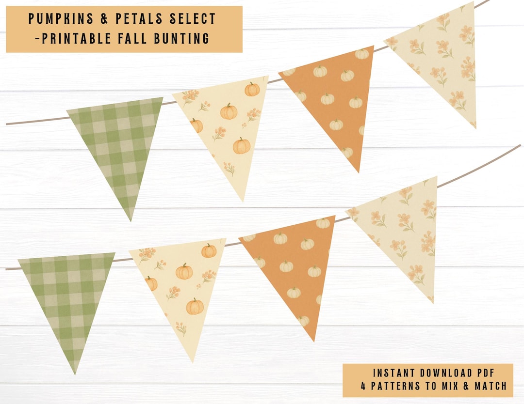 Printable Fall Bunting: Autumn Cottagecore Banner | Pumpkins & Petals ...