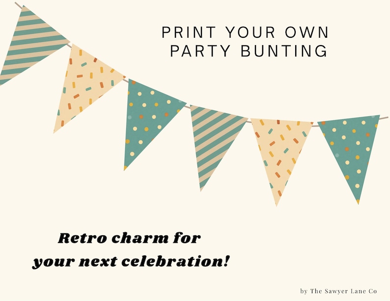 Retro Aqua Printable Party Bunting: Birthday Banner (digital Download ...