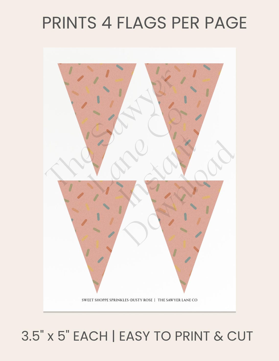 Pink Birthday Bunting Banner | Printable Sprinkles Party Garland ...
