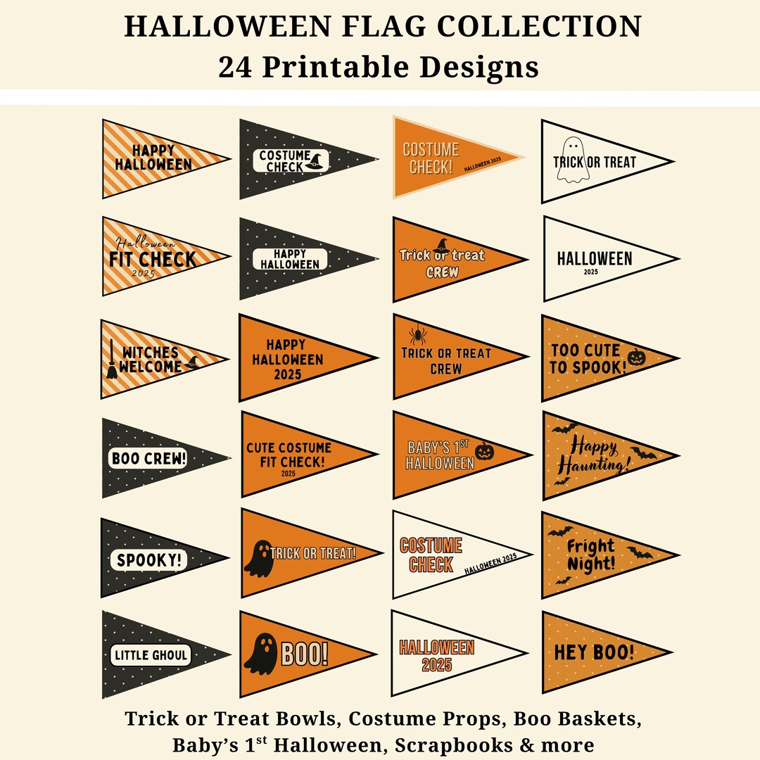 24 Printable Halloween Flags- Boo Basket Signs, Baby's 1st Halloween ...