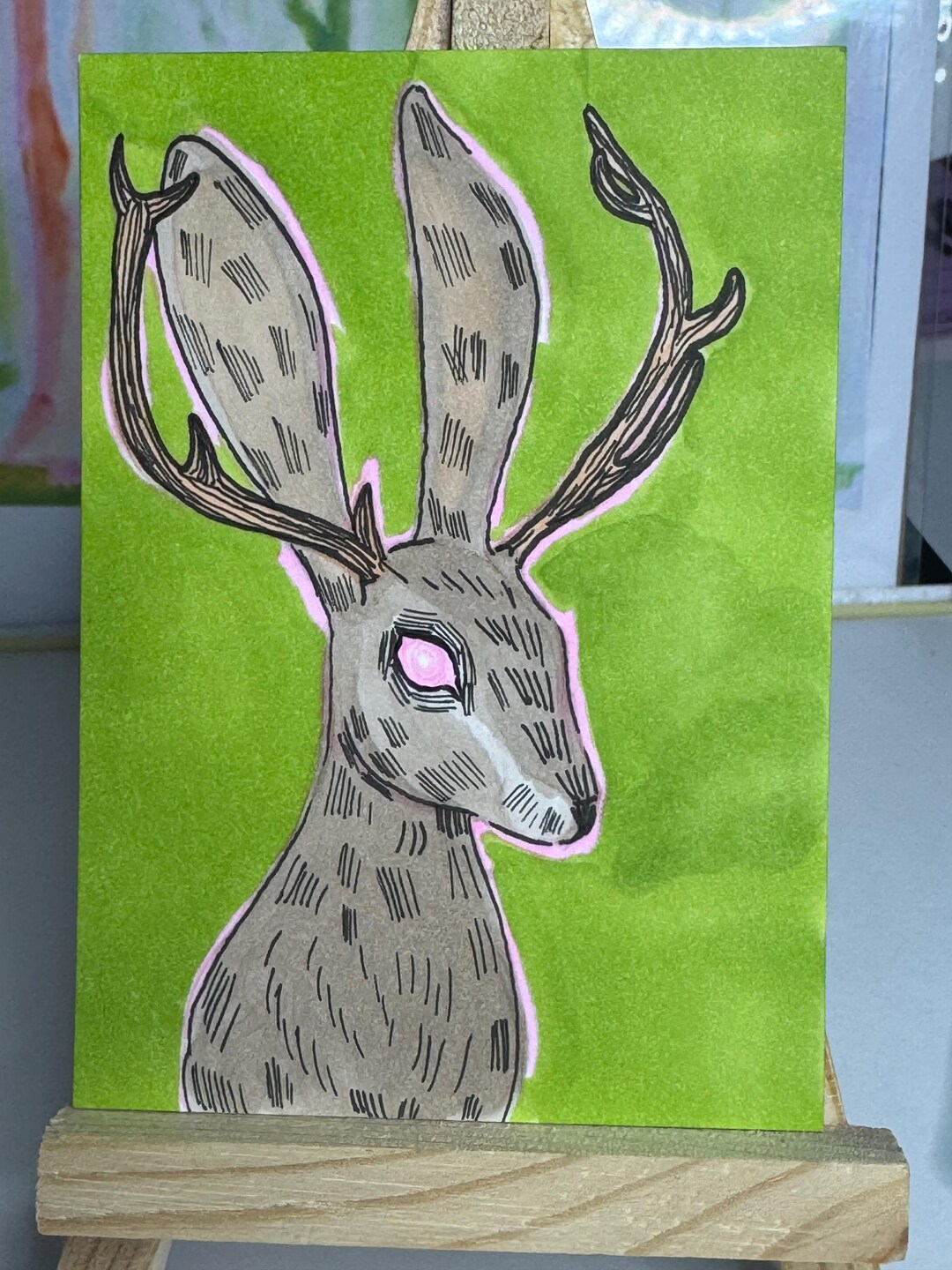 ACEO Original Jackalope 2.5x3.5" Drawing - Etsy