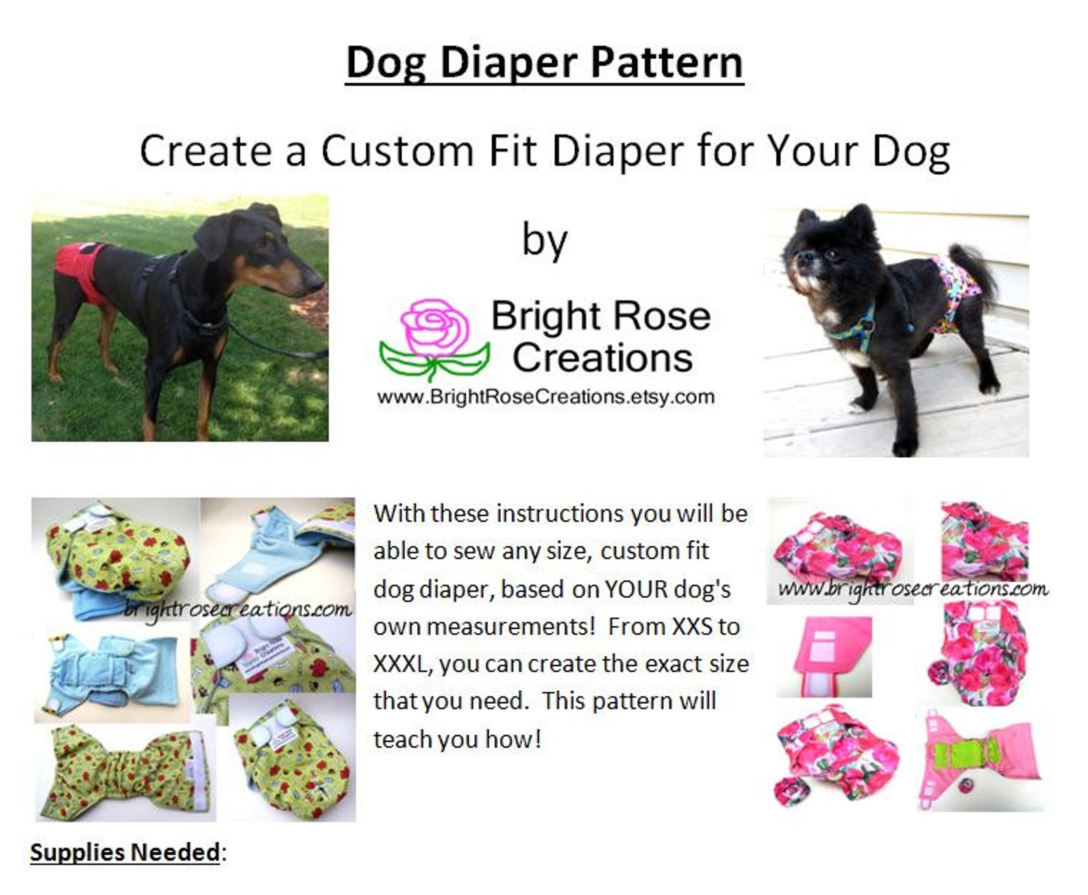 Dog Diaper PDF Pattern, Sewing Instructions, Do It Yourself, DIY ...