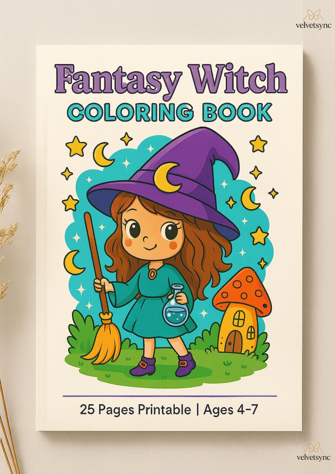 Fantasy Witch Colouring Book | 25 Pages Printable | Ages 4-7 - Etsy