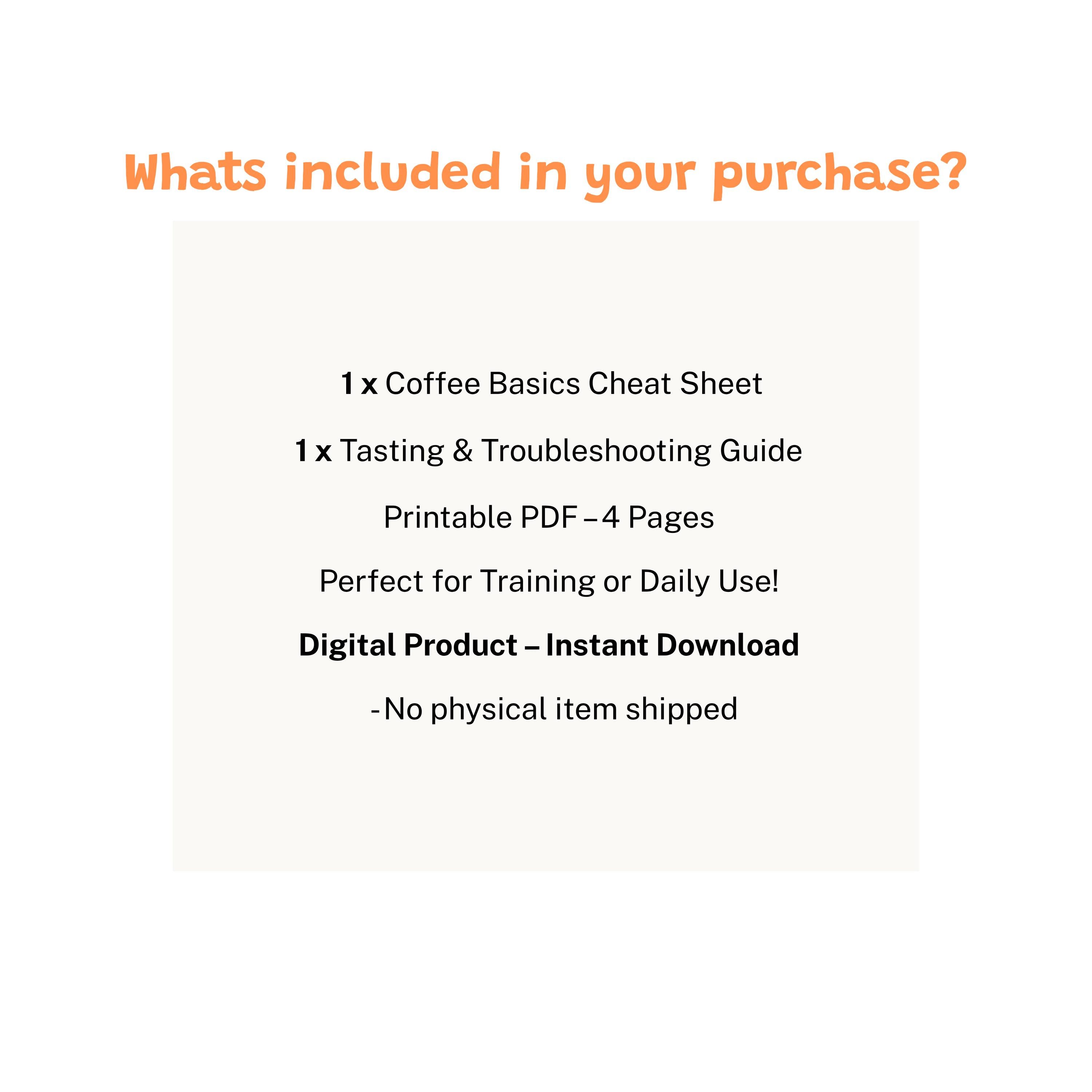Barista Espresso Cheat Sheet & Espresso Tasting Guide | Coffee Training ...