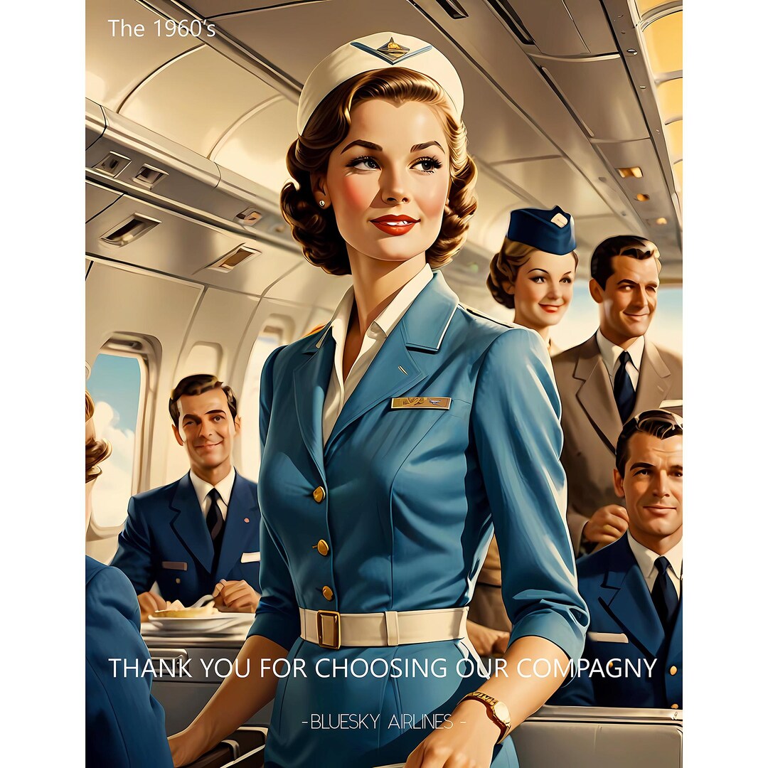 Vintage 1960s Airplane Poster | Retro Airline Wall Art, Printable ...