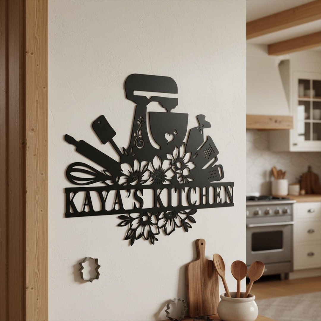 Custom Metal Kitchen Sign, Personalized Kitchen Wall Decor, Baking ...